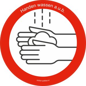 Sticker Handen wassen aub. Bestel direct - snel geleverd